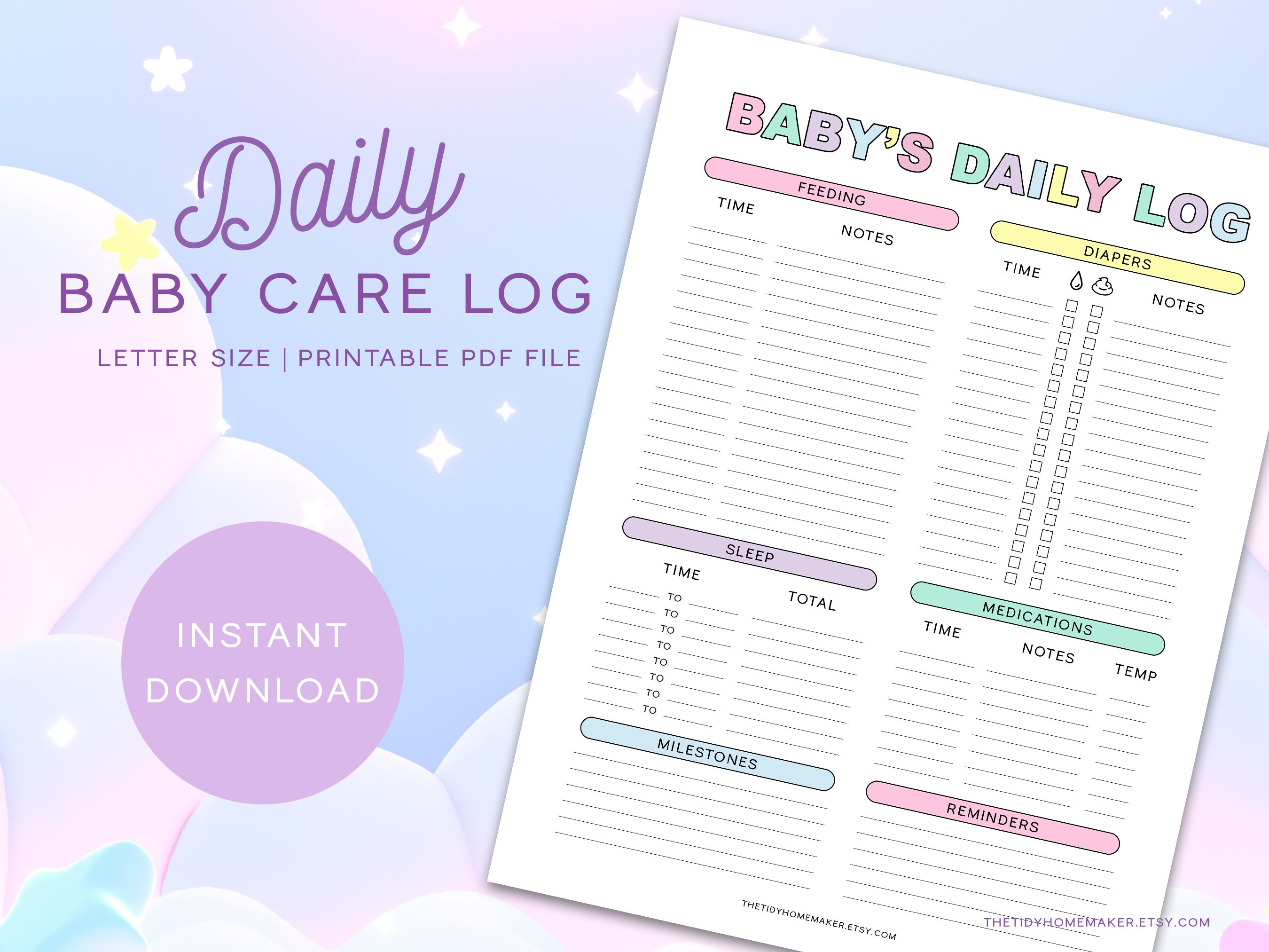 Baby Care Log, Baby Tracker, Baby Care Tracker, Newborn Tracker ...