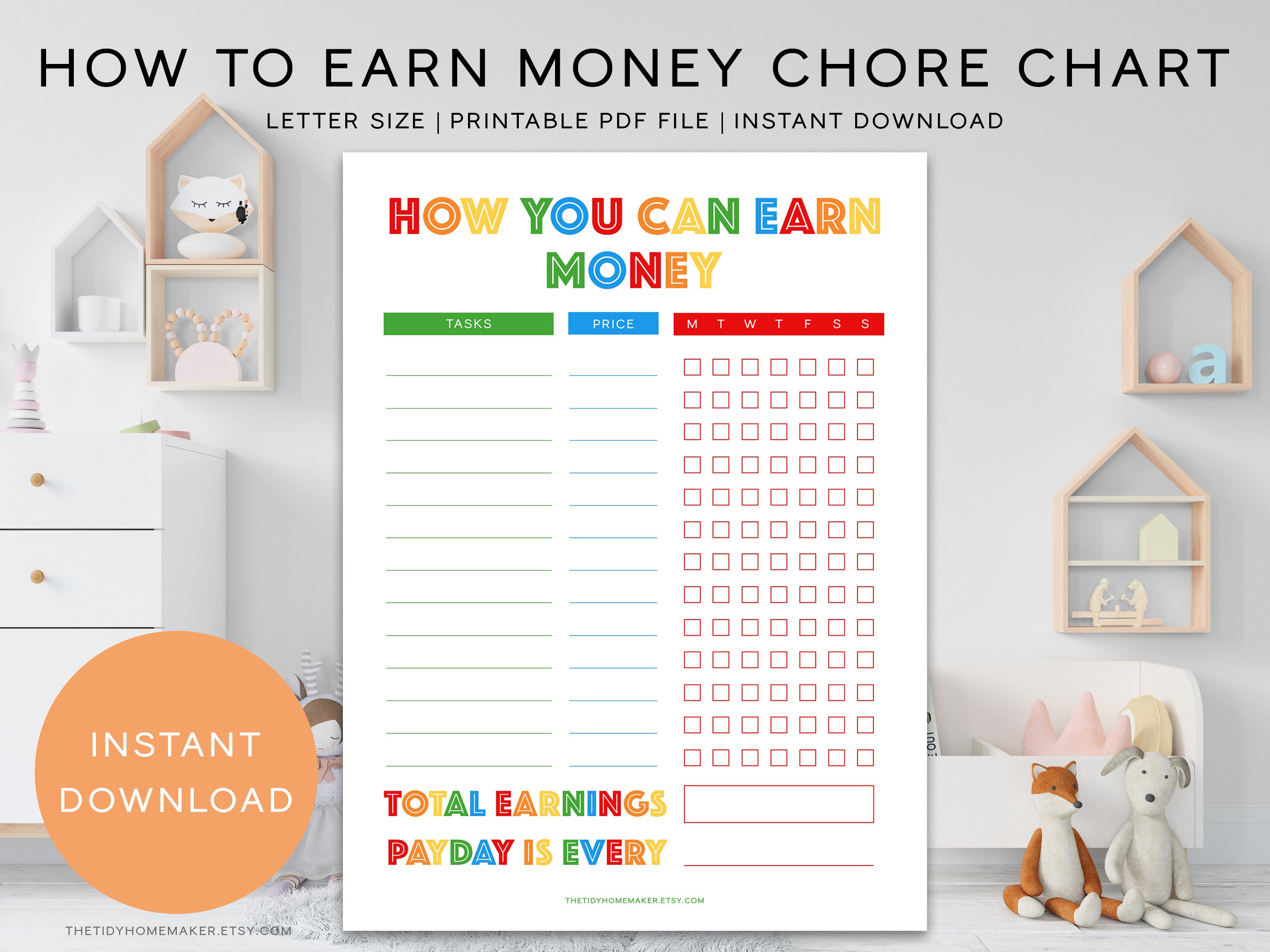 How to Earn Money Chore Chart for Kids, How to Earn Money Chart ...