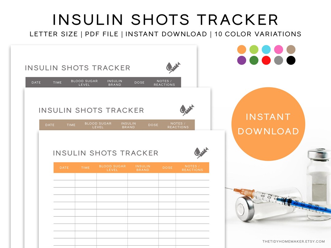 Insulin Tracker, Diabetes Tracker, Blood Sugar Tracker, Blood Sugar Log ...