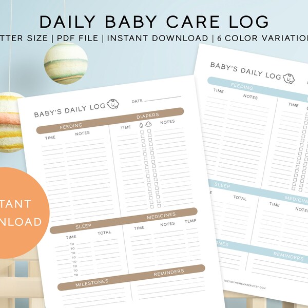Baby Daily Log - Etsy