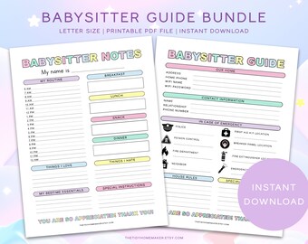 Babysitter Notes, Babysitter Guide, Babysitter Checklist, Babysitter ...