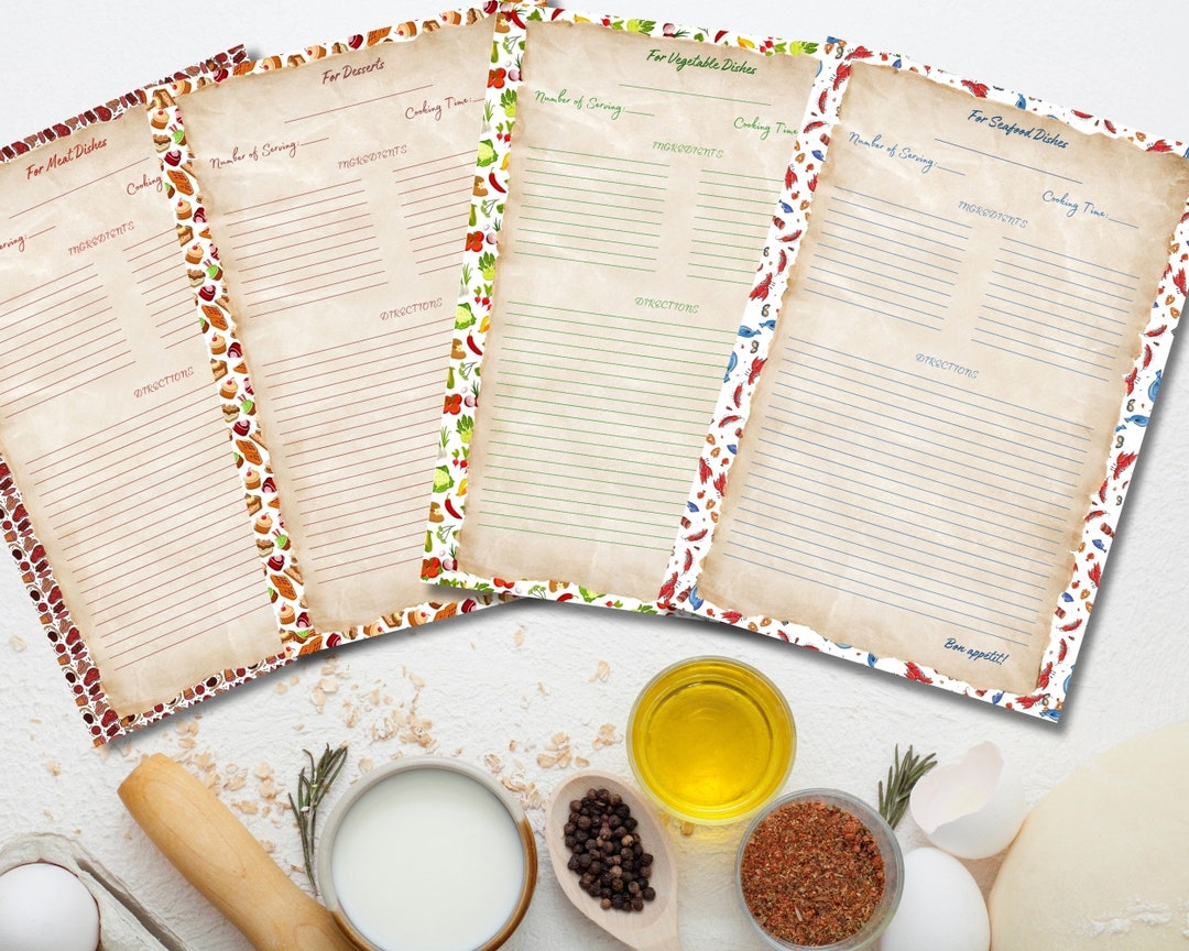 Printable Recipe Sheets Recipes Dishes Printable Shopping - Etsy