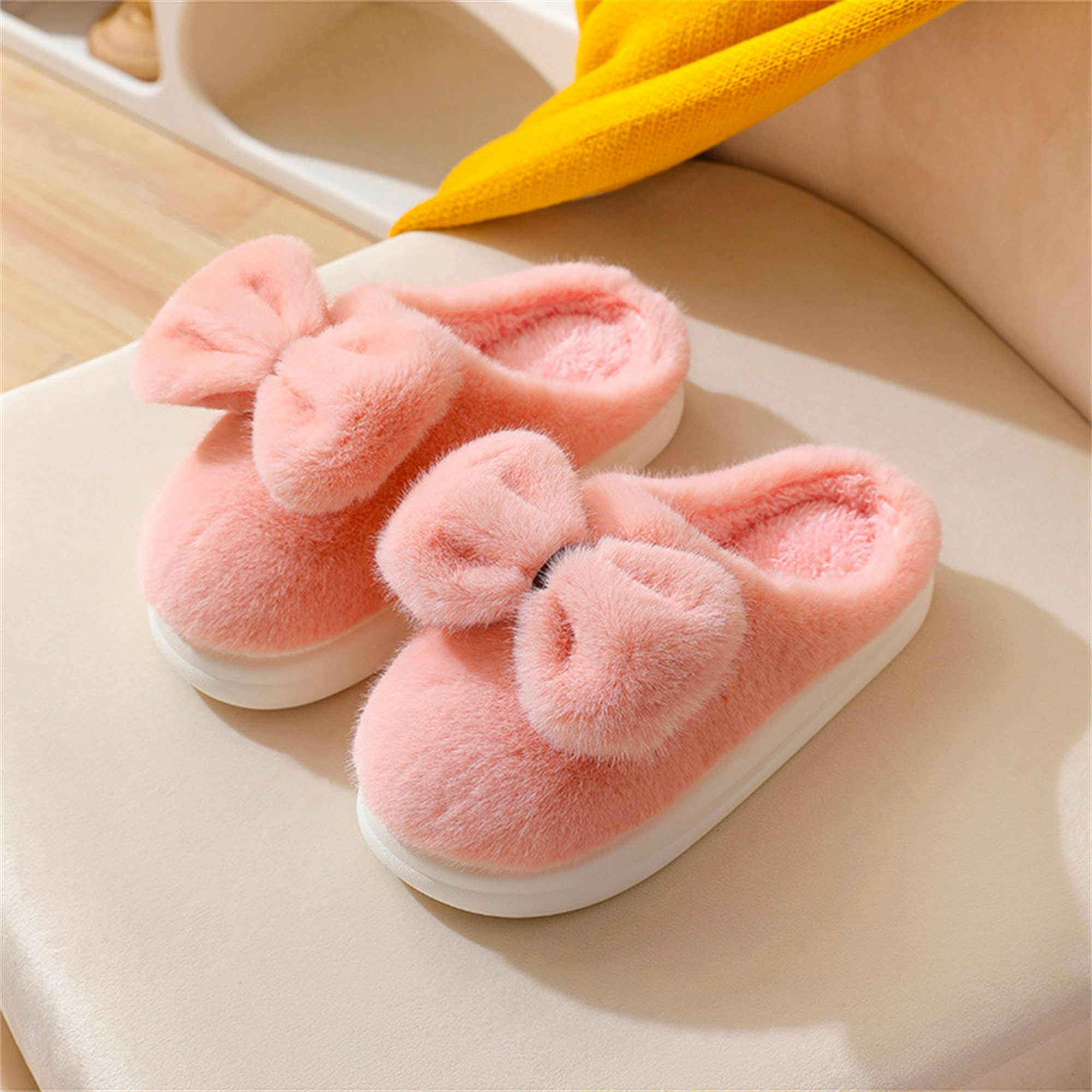Bow Slippers Plush Slippers Padded Slippers Women's - Etsy