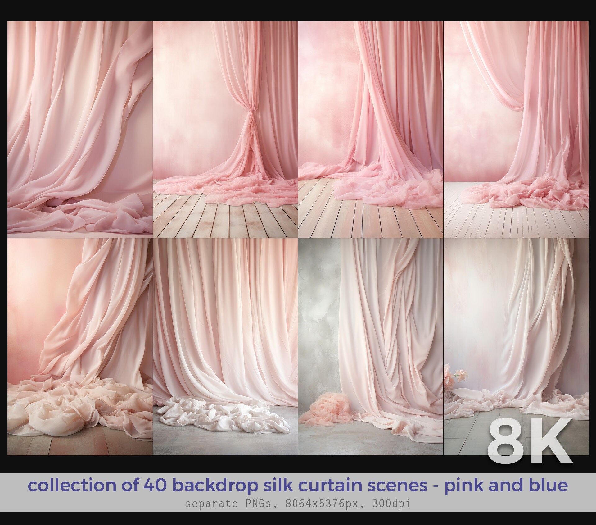 Backdrop Silk Curtain Scenes Pink and Blue, 40 Various Backdrop Images ...