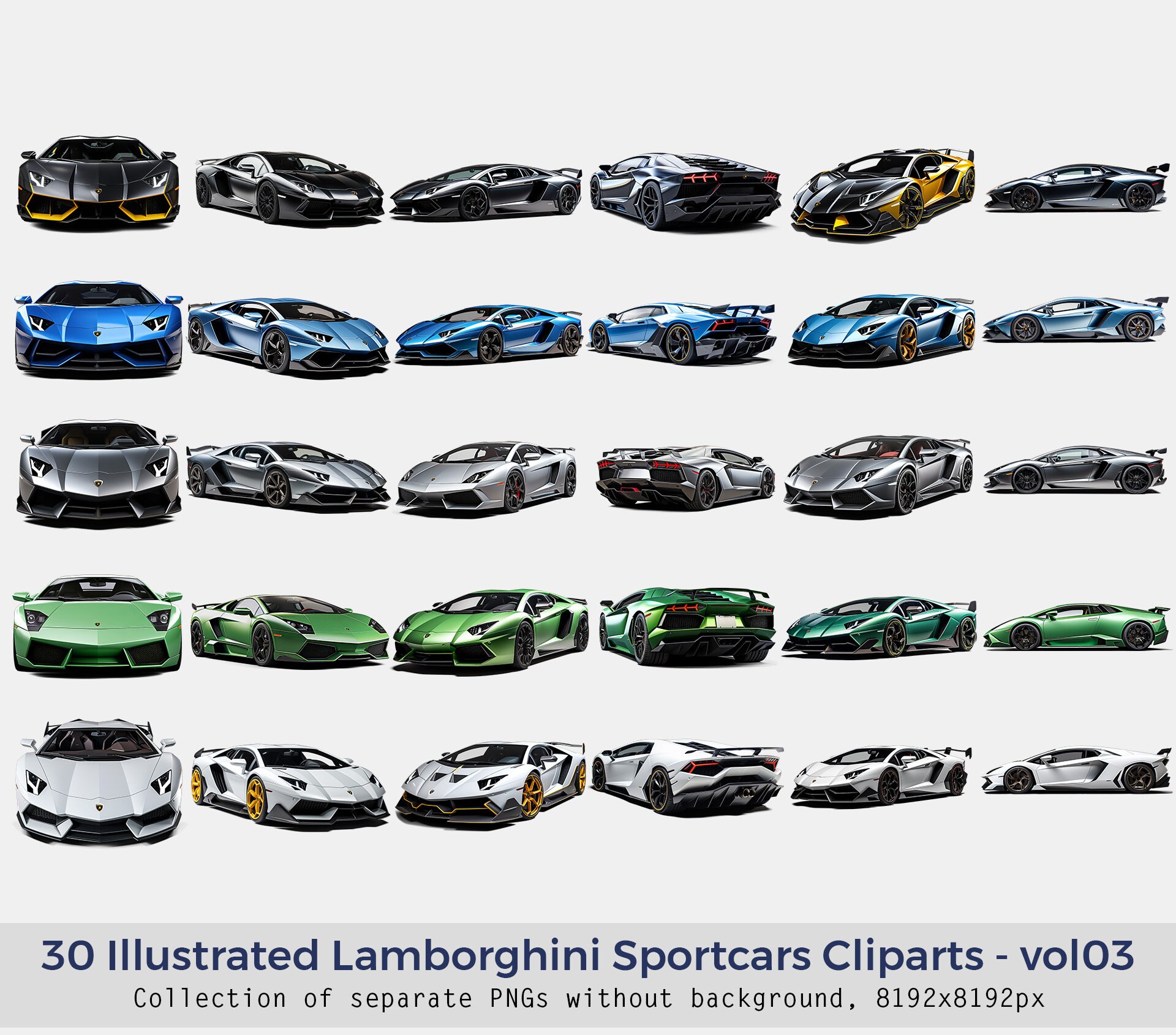 Illustrated Lamborghini Cliparts - Vol03, Sportcars Lamborghini Clipart ...
