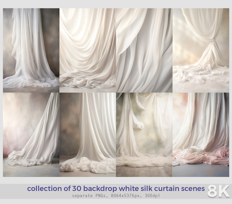 Backdrop White Silk Curtain Scenes, 30 Backdrop Images 8K, Photography ...