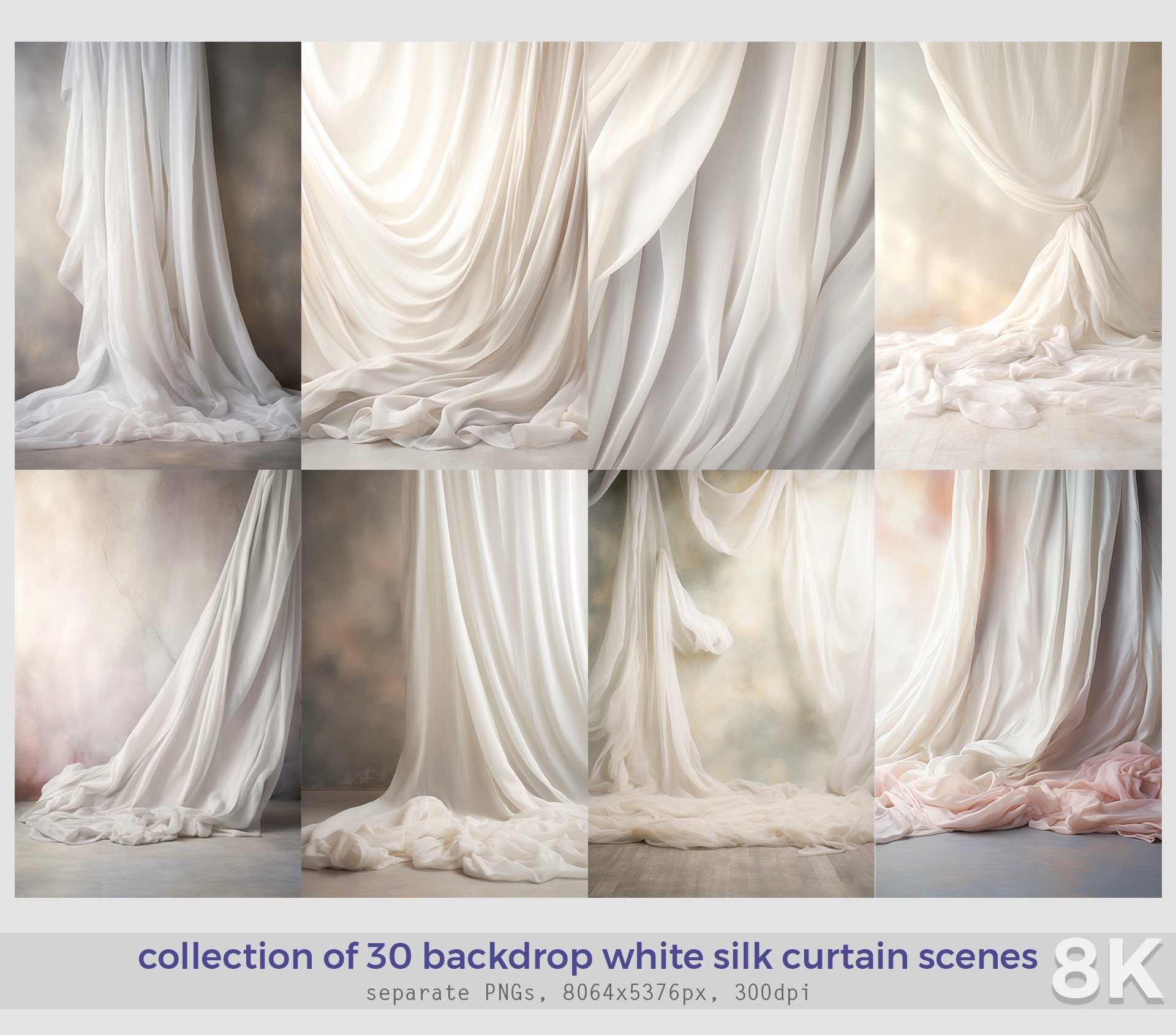 Backdrop White Silk Curtain Scenes, 30 Backdrop Images 8K, Photography ...