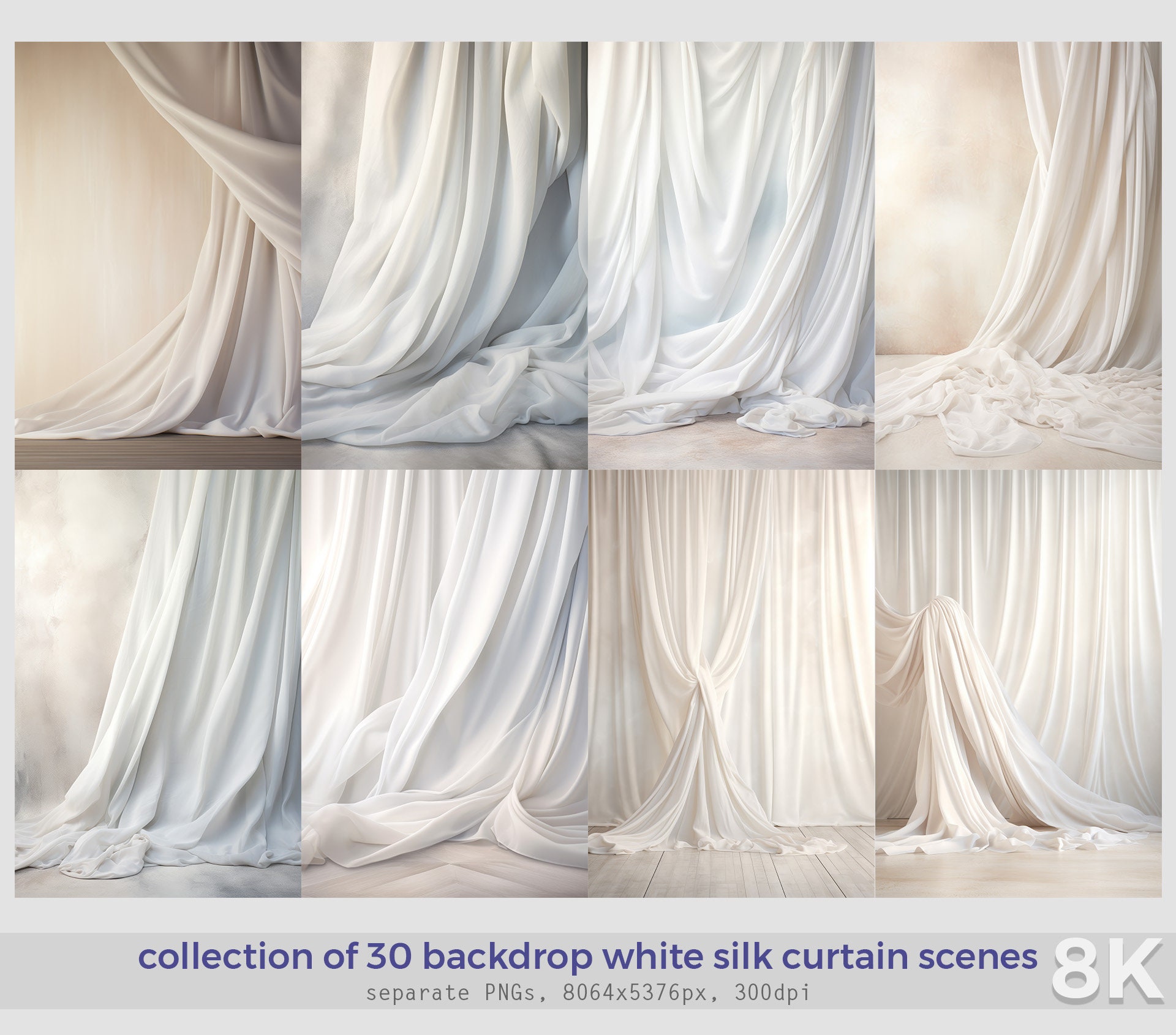 Backdrop White Silk Curtain Scenes, 30 Backdrop Images 8K, Photography ...