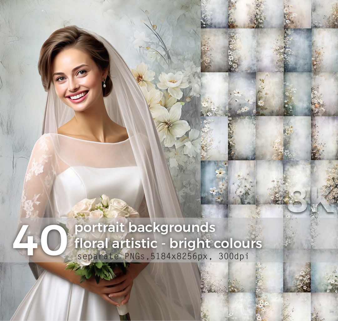 Artistic Floral Portrait Background, Vertical Portrait Backdrop, Studio ...