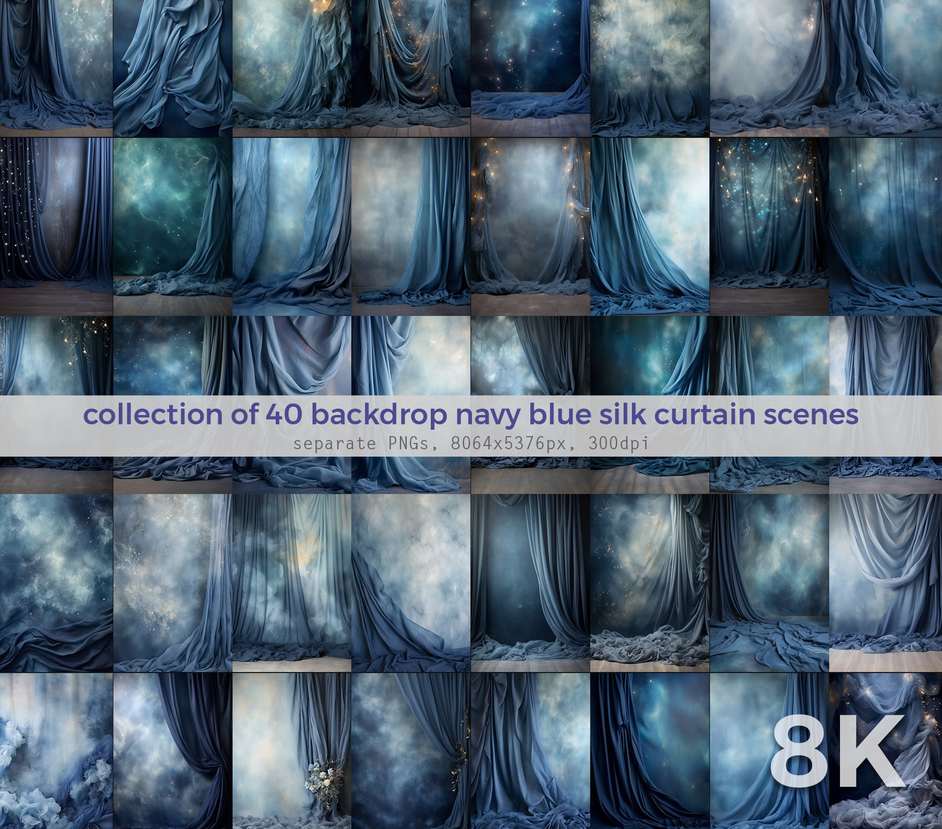 Backdrop Navy-blue Silk Curtain Scenes, 40 Images 8K, Photography ...