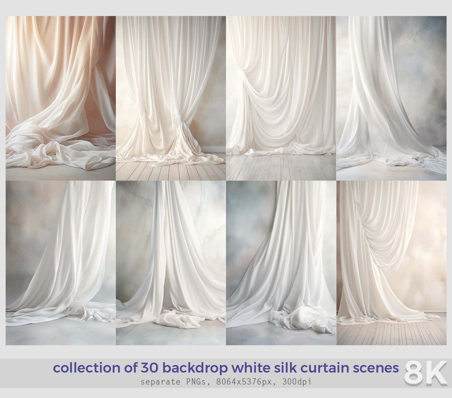 Backdrop White Silk Curtain Scenes, 30 Backdrop Images 8K, Photography ...