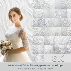White Wavy Digital Backdrops – 8K Textures for Photography, Photoshop ...