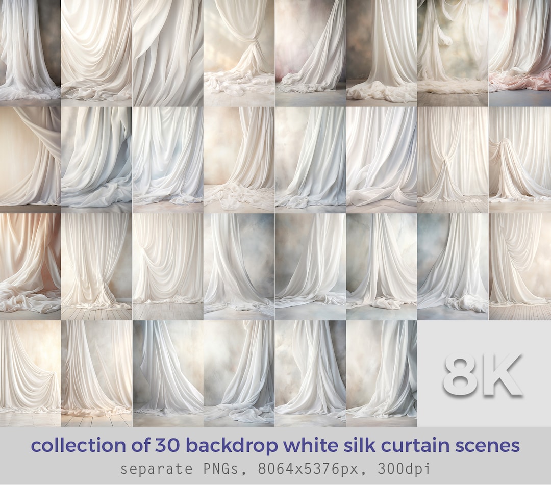 Backdrop White Silk Curtain Scenes, 30 Backdrop Images 8K, Photography ...