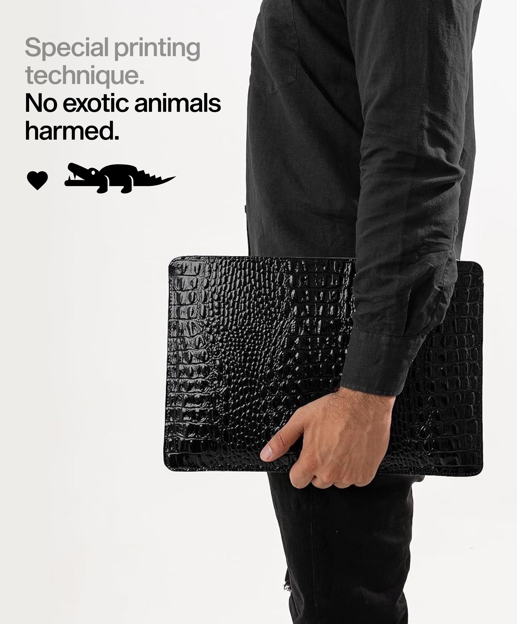 Crocodile Black: Leather Laptop Sleeve/cover | Macbooks 13inch, 15–15.6 ...