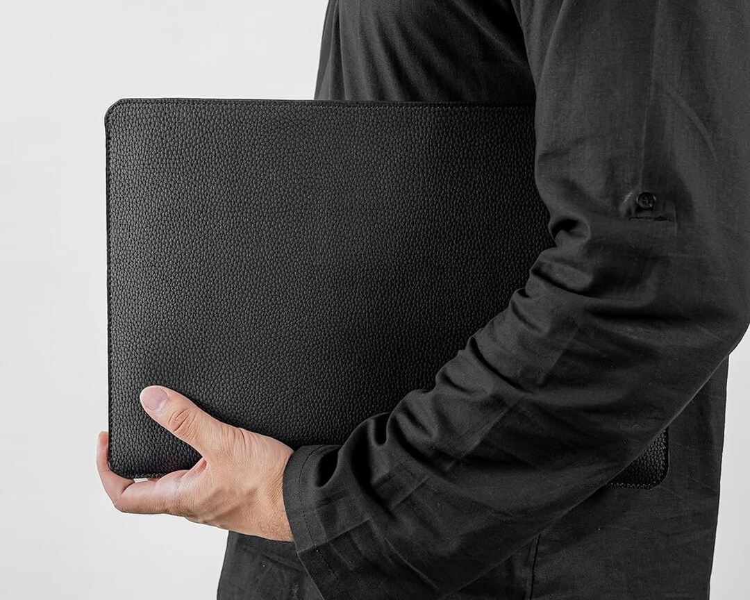 Slide-in Black: PU Leather Laptop Sleeve/cover | Macbooks 13inch, 15–15 ...