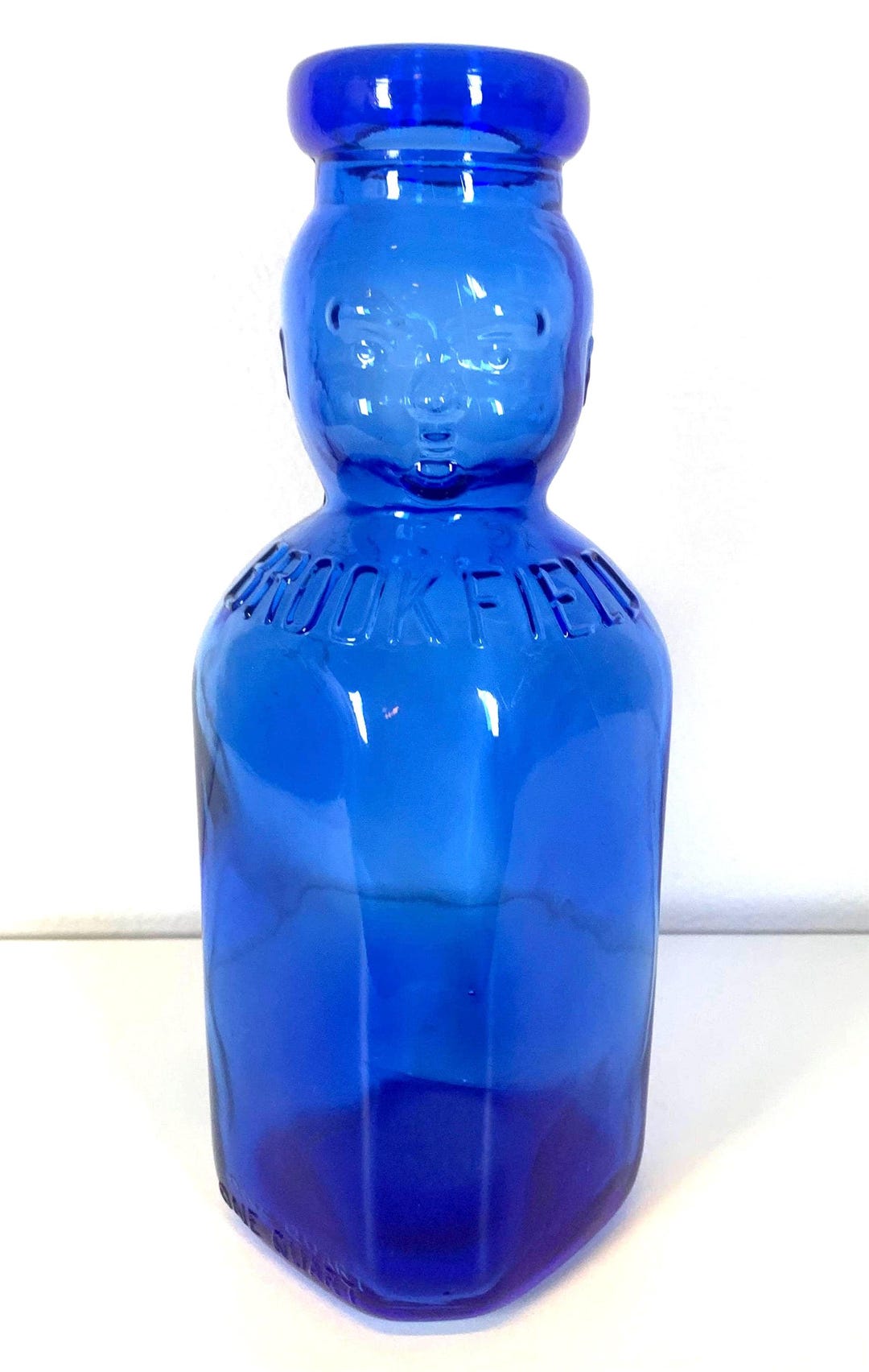 Brookfield Baby Top Cobalt Blue 1 Quart Glass Milk Bottle 9.5" Tall ...