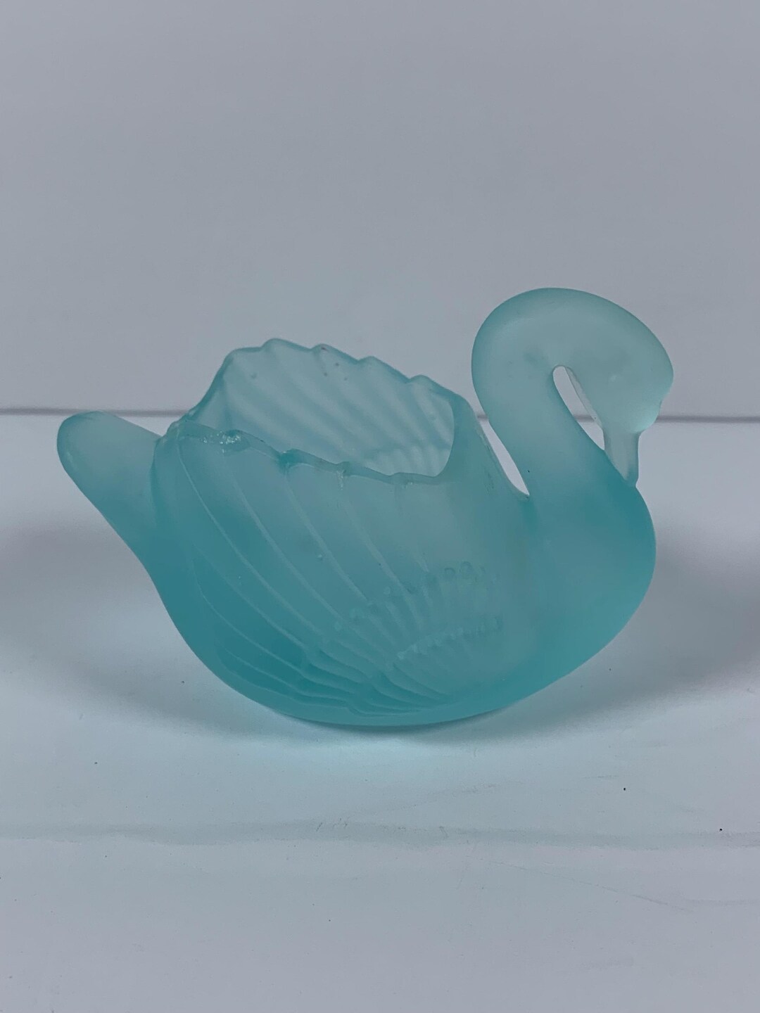 Swan Frosted Blue Toothpick Holder Satin Glass Vintage - Etsy