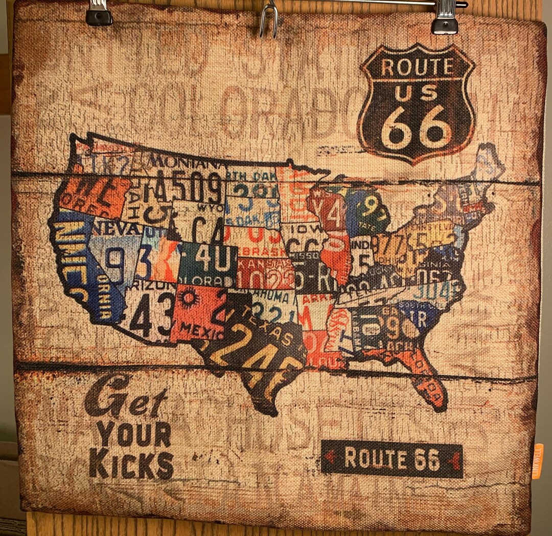 Vintage American Map Route 66 Pillow Cover - Etsy