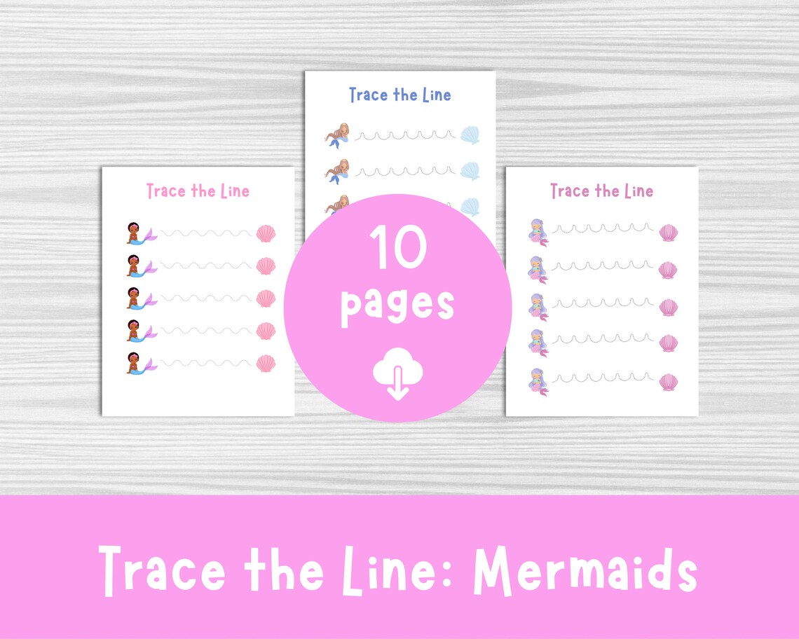 Mermaid Coloring Pages, Mermaid Coloring Sheets, Tracing Worksheets ...