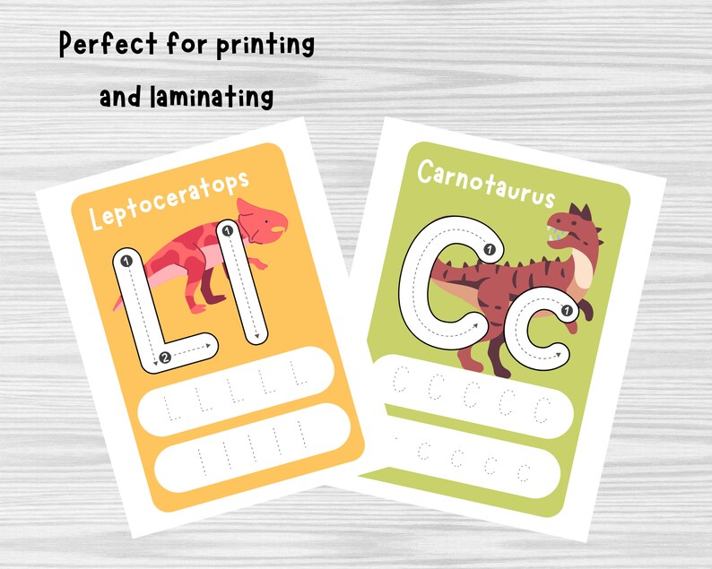 Printable Alphabet Tracing Cards, ABC Tracing, Dinosaur Activity - Etsy