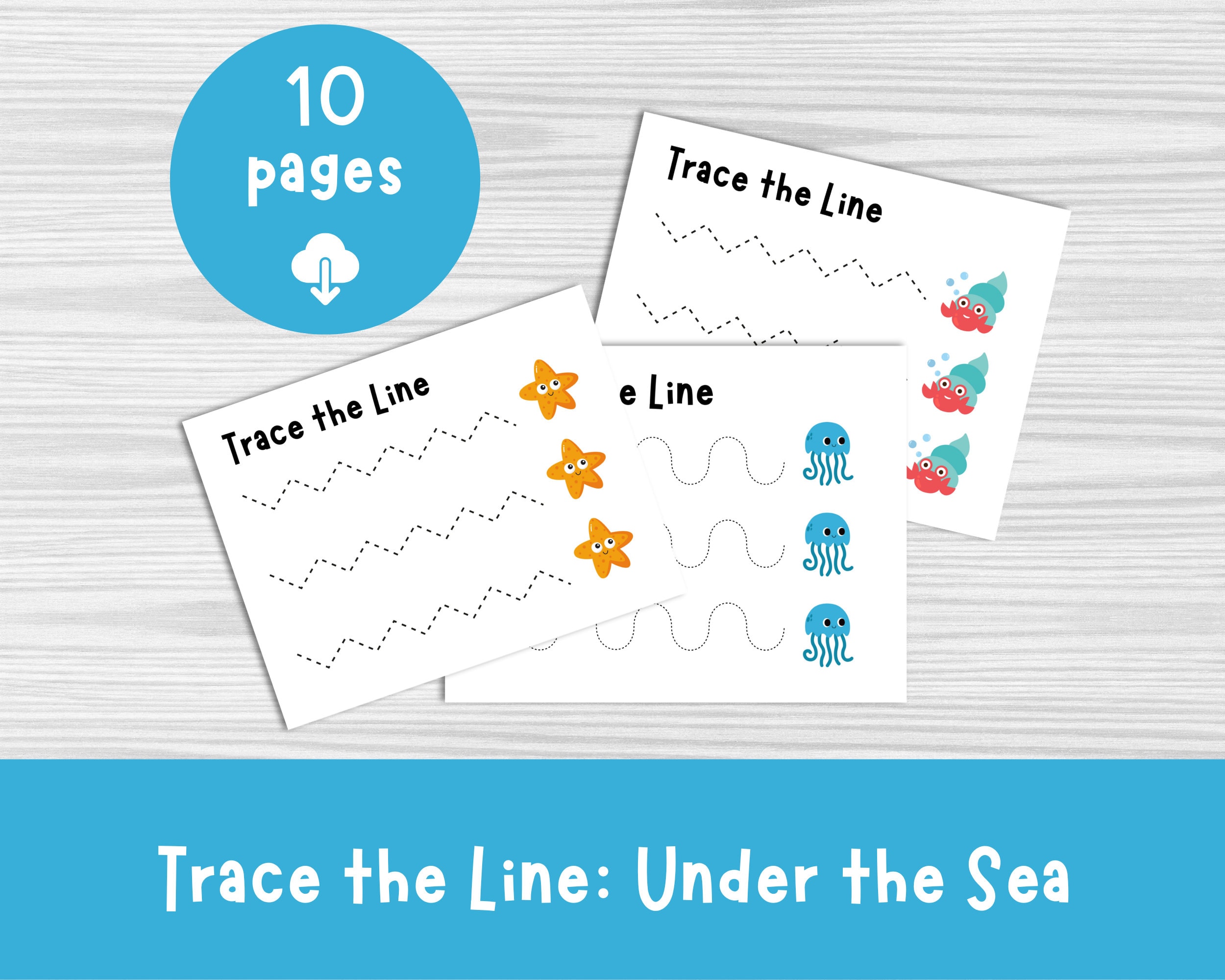 Ocean Tracing Worksheets: Preschool Line Tracing Activity (PDF) - Etsy