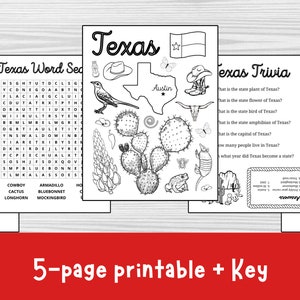 Texas Activity Pages: State Symbols, Trivia, Word Search (printable PDF ...