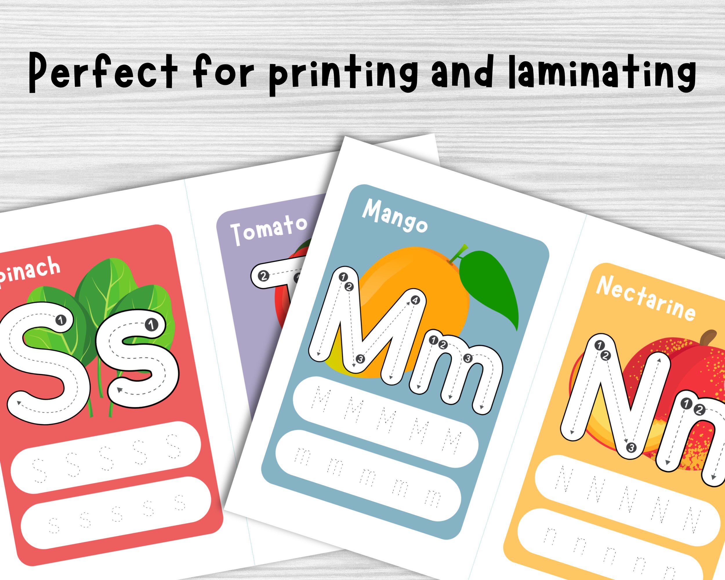 Printable ABC Tracing Cards: Fruits & Veggies Handwriting Practice (PDF ...