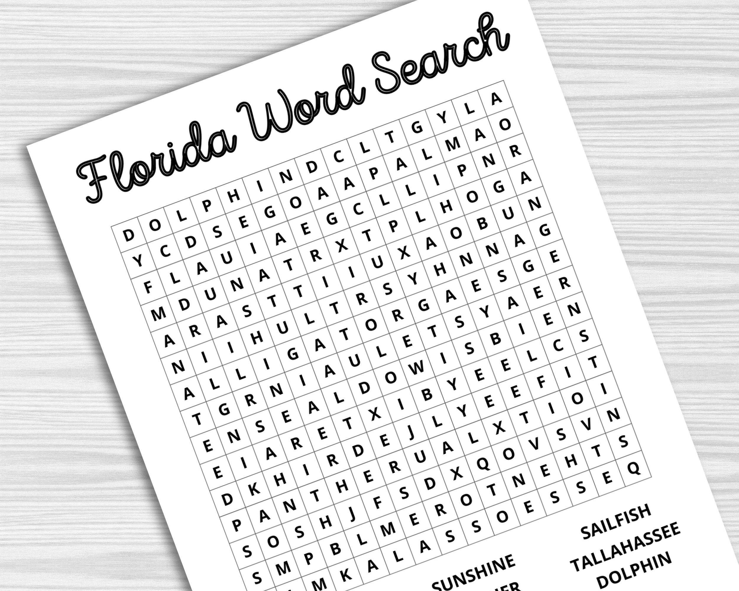 Set of 5 Florida Worksheets, State of Florida Printable, Word Search ...