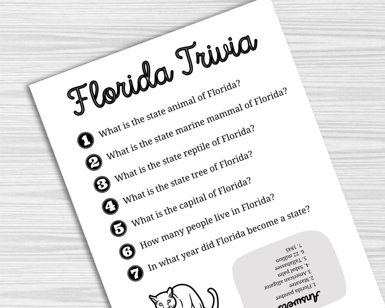 Florida Activity Worksheets: State Symbols, Trivia, Word Search (PDF ...