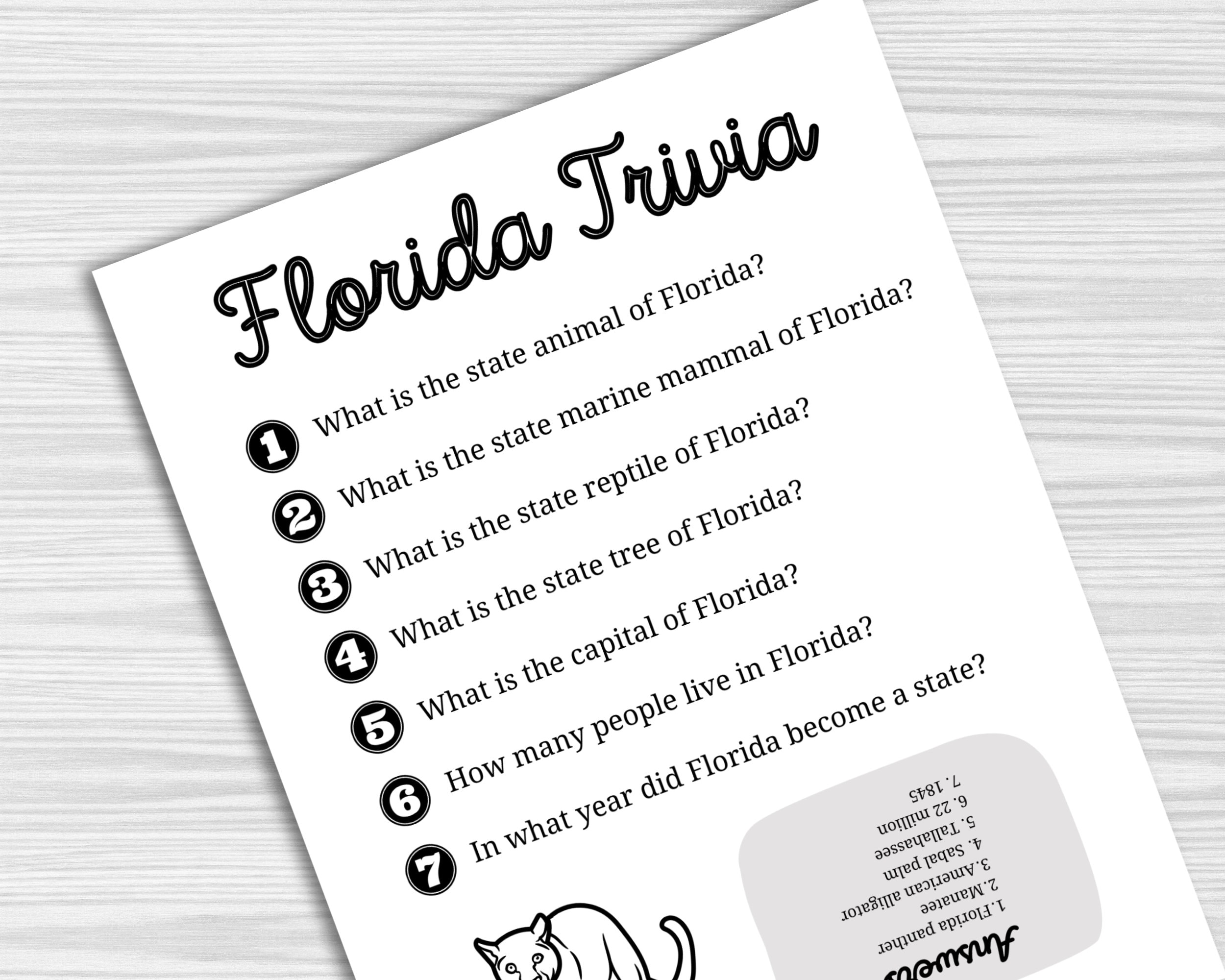 Florida Activity Worksheets: State Symbols, Trivia, Word Search (PDF ...