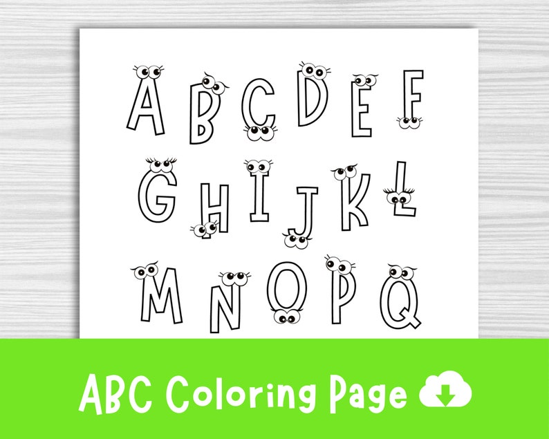 Alphabet Coloring Page: ABC Activity Print for Kids (PDF) - Etsy