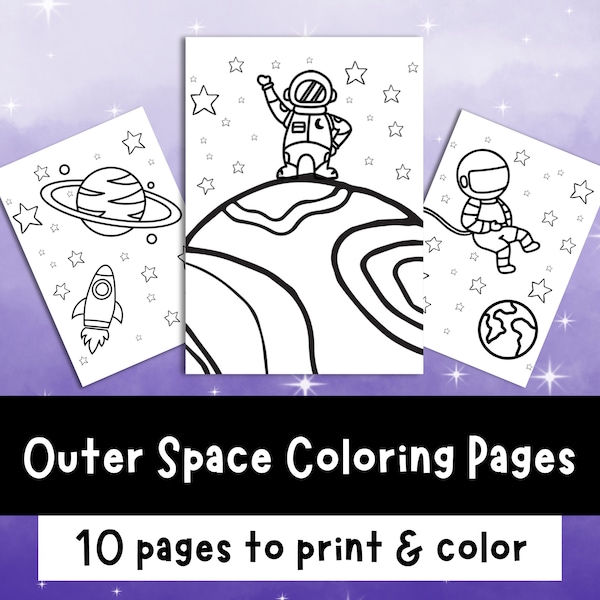 Outer Space Coloring Pages - Etsy