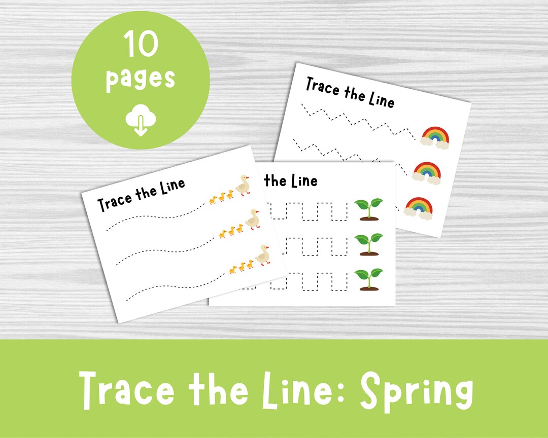 Set of 10 Tracing Pages for Kids, Spring Activities for Kids, Spring ...
