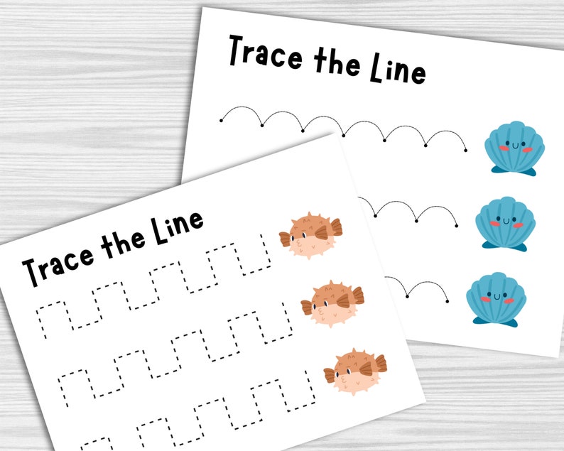 Ocean Tracing Worksheets: Preschool Line Tracing Activity (PDF) - Etsy