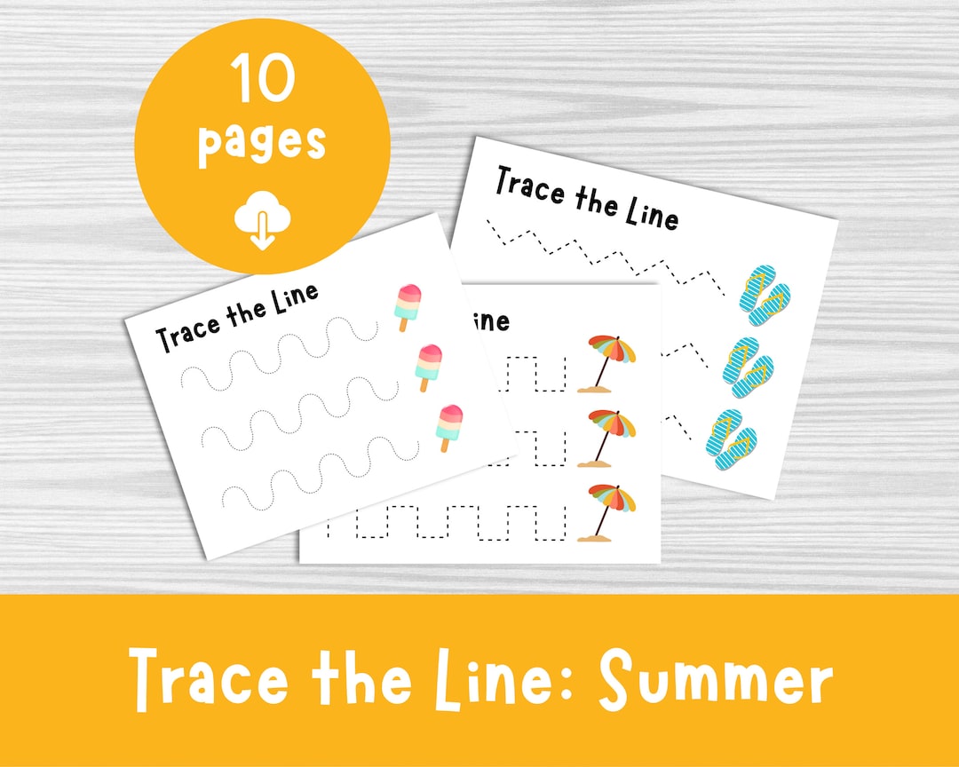 Summer Tracing Practice: Kids Activity Printable (PDF) - Etsy