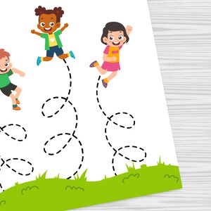Preschool Tracing Worksheet: Jumping Animals Activity (PDF) - Etsy