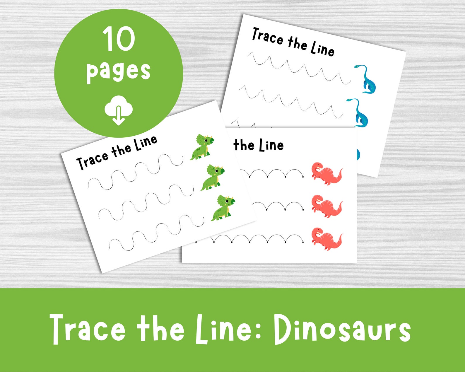Dinosaur Tracing Pages, Dino Tracing Worksheets, Tracing Practice ...