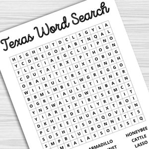 Texas Activity Pages: State Symbols, Trivia, Word Search (printable PDF ...