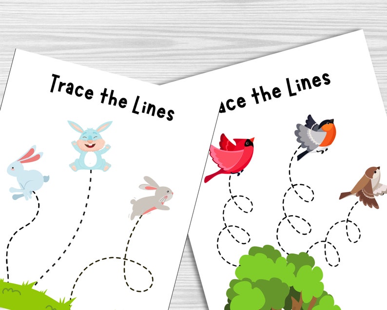 Preschool Tracing Worksheet: Jumping Animals Activity (PDF) - Etsy