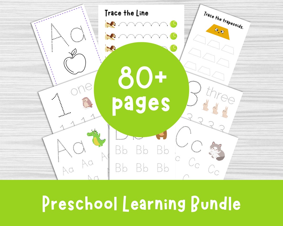 Preschool Activity Bundle | Pre-k Number Worksheets | Toddler Alphabet ...