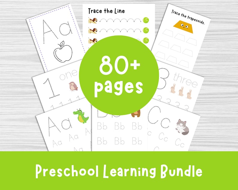 Preschool Activity Bundle Pre-k Number Worksheets Toddler Alphabet ...