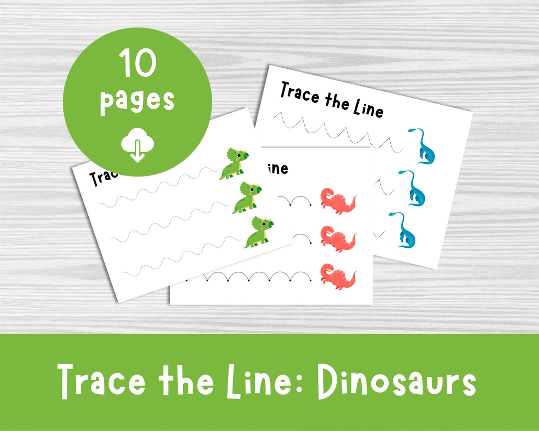 Dinosaur Tracing Pages Dino Tracing Worksheets Tracing - Etsy