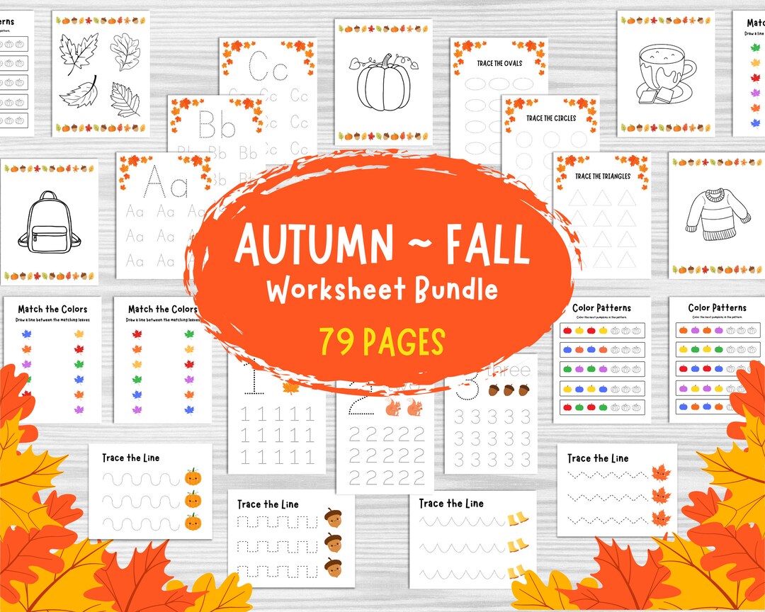 Fall Worksheet Bundle, Fall Printables, Autumn Worksheets for Kids - Etsy