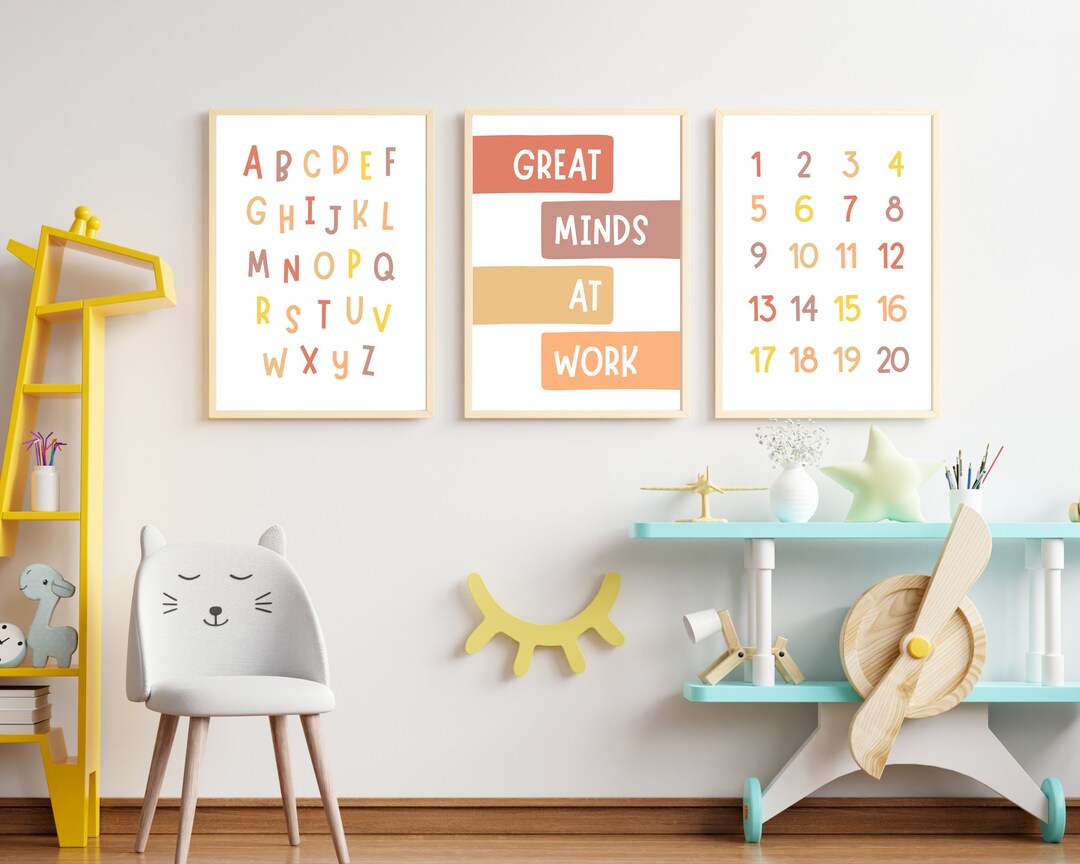 Set of 3 Classroom Posters, Preschool Classroom Decor, ABC Poster, 123 ...