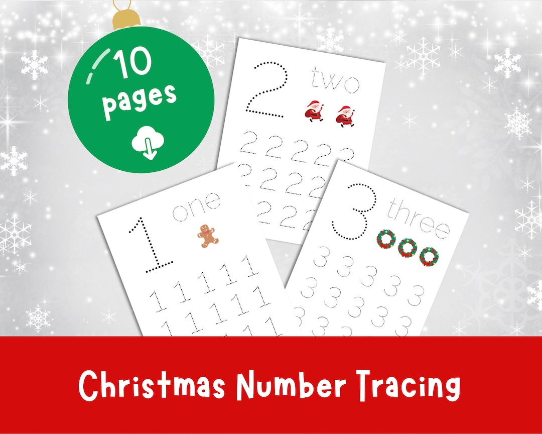 10 Christmas Number Tracing Pages | Holiday Activities for Kids ...