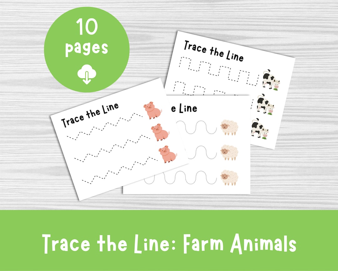 Farm Animals Tracing Pages: Toddler Activities (PDF) - Etsy