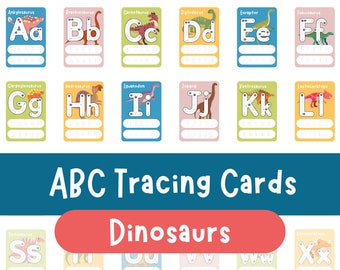 Dinosaur Alphabet Tracing Cards - Etsy