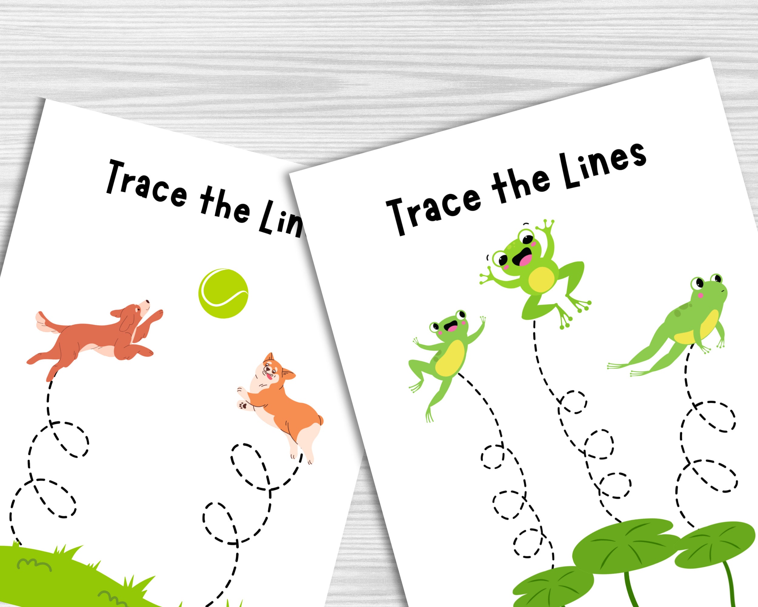 Preschool Tracing Worksheet: Jumping Animals Activity (PDF) - Etsy