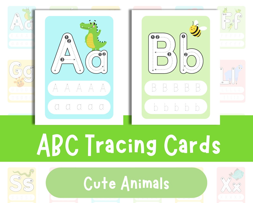 Printable Alphabet Tracing Cards, ABC Tracing, ABC Cards, Alphabet ...