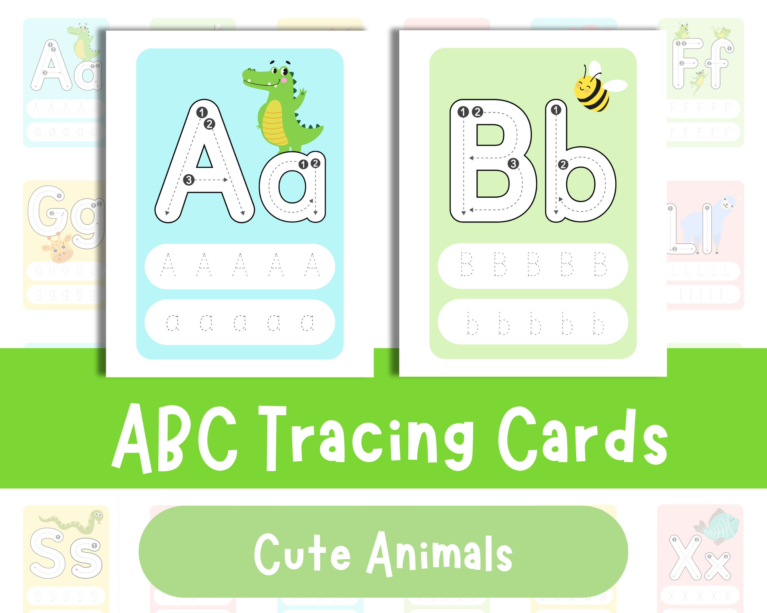 Printable Alphabet Tracing Cards, ABC Tracing, ABC Cards, Alphabet ...